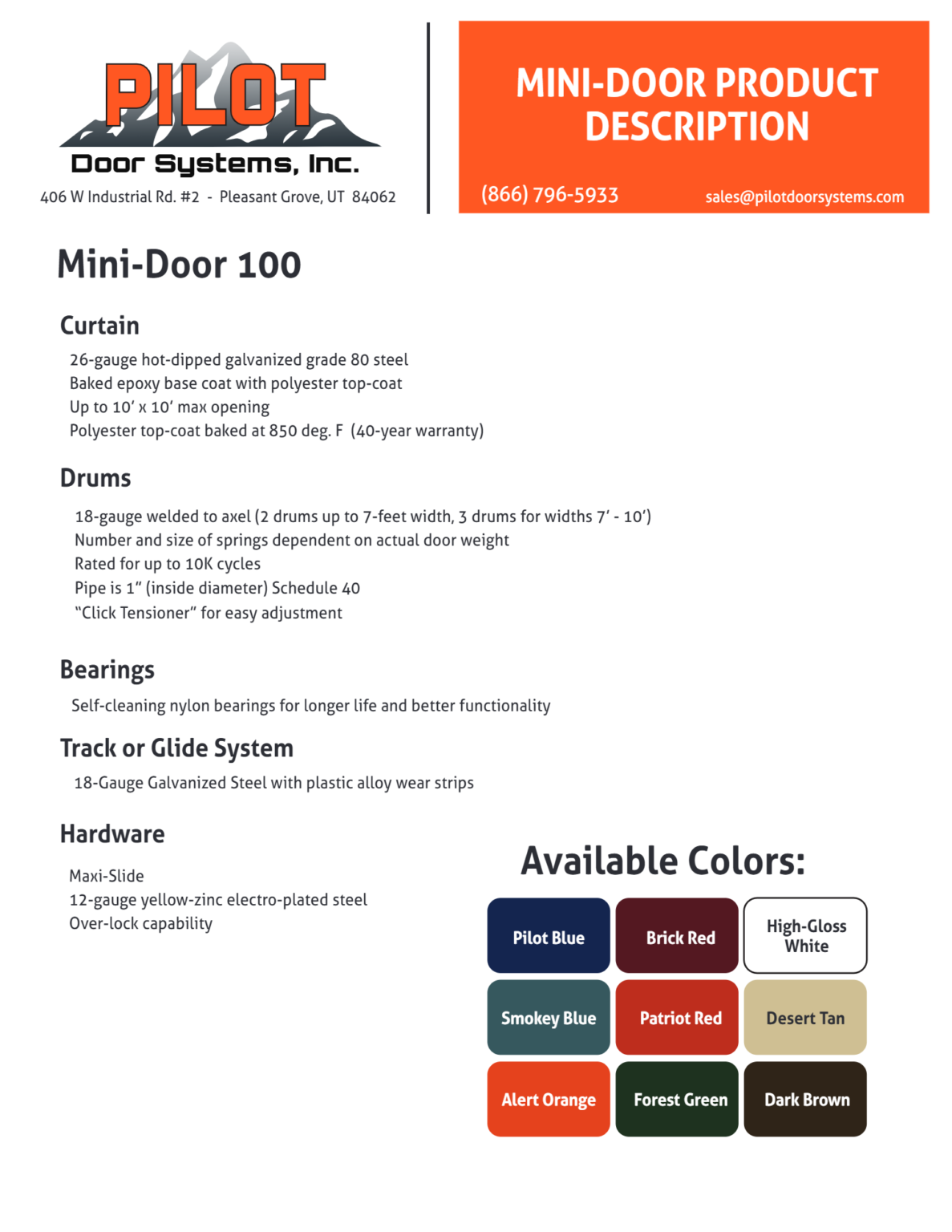 Rolled Up Doors - Pilot Door Systems - Strong Shed Inc